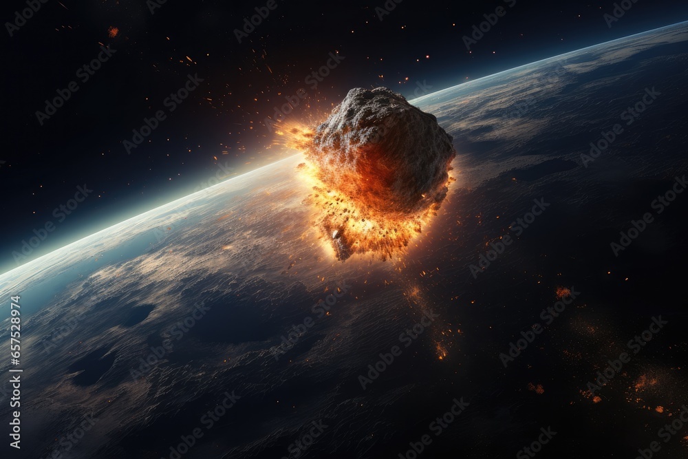 Meteor glowing as it enters the Earth's atmosphere, ultra realistic ...