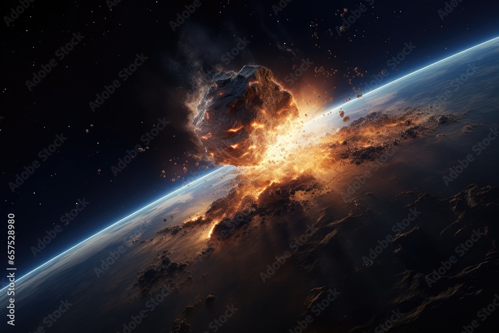 Meteor glowing as it enters the Earth's atmosphere, ultra realistic ...