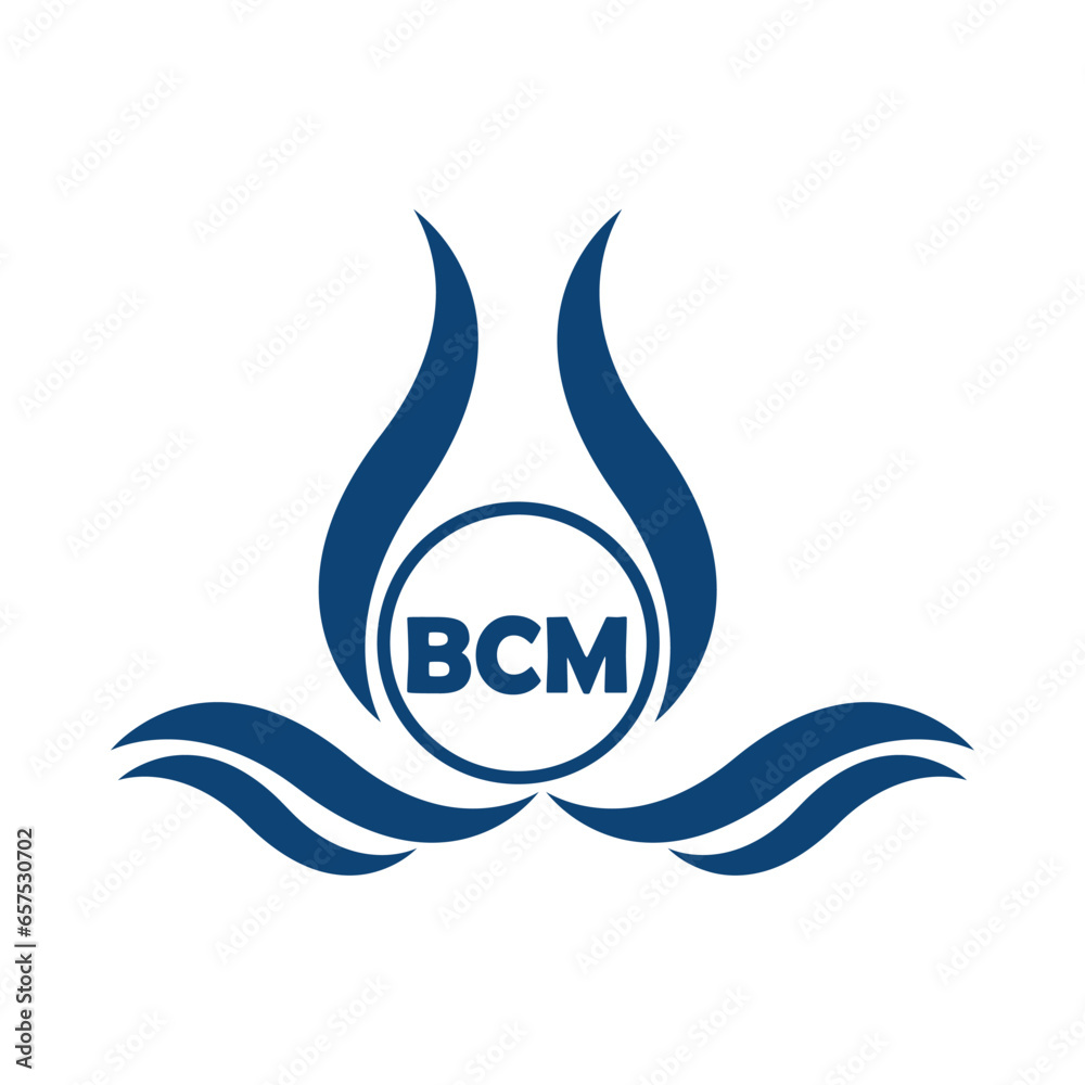 BCM letter water drop icon design with white background in illustrator ...