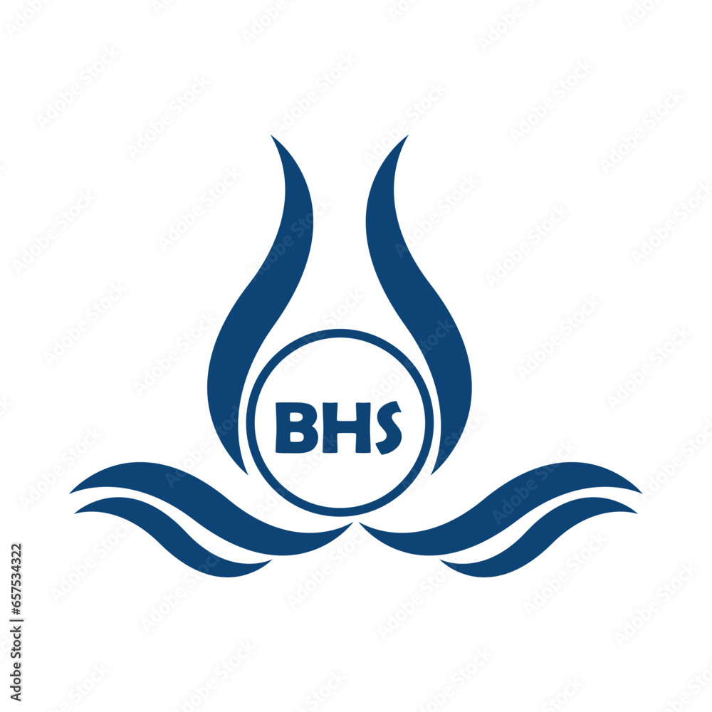 BHS letter water drop icon design with white background in illustrator ...