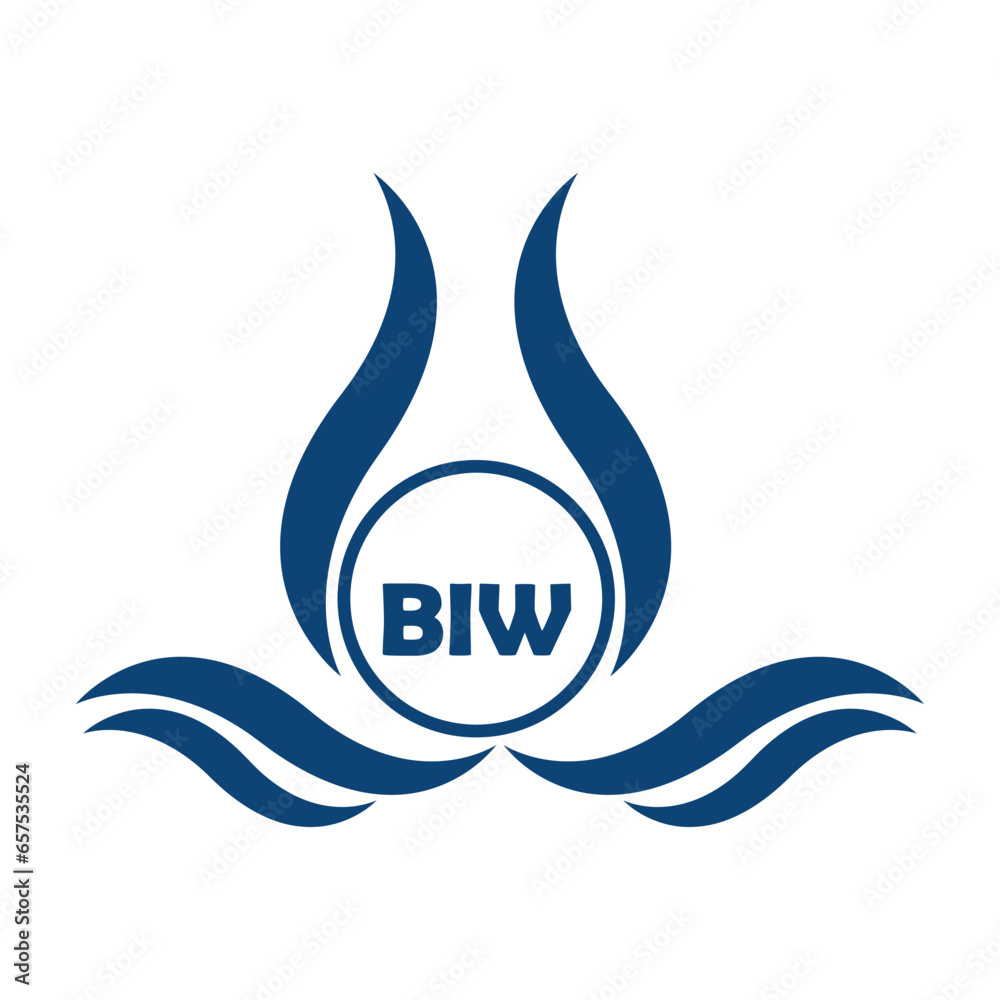 BIW letter water drop icon design with white background in illustrator ...