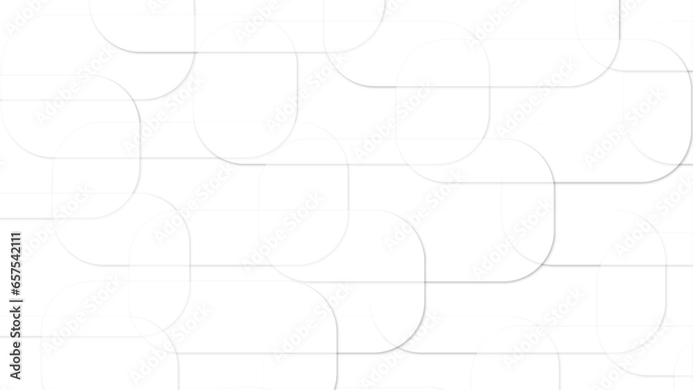 White background white shapes, 3d drop shadow curved sides geometric ...