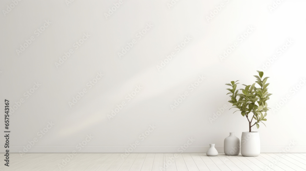 Minimalist room with white wall as home design mockup template Stock ...