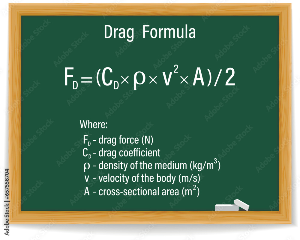 Drag Formula on a green chalkboard. Education. Science. Formula. Vector ... Drag Formula on a green chalkboard. Education. Science. Formula. Vector ...