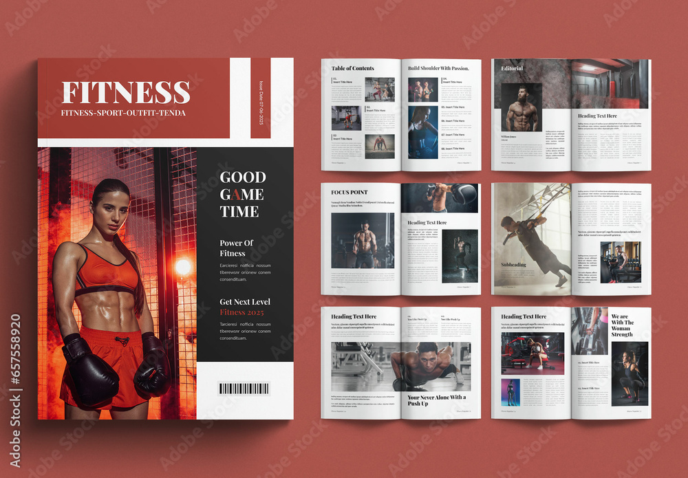 Fitness Magazine Template Design Stock Template | Adobe Stock