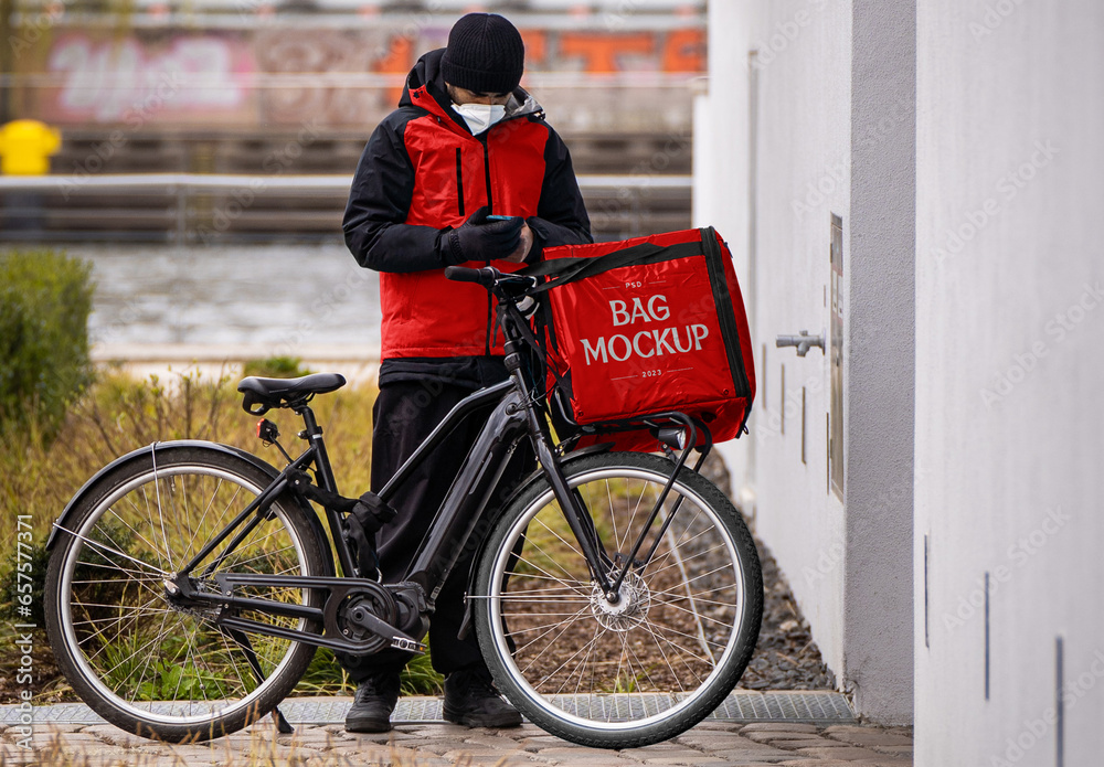 Food Delivery Man Mockup Stock Template | Adobe Stock