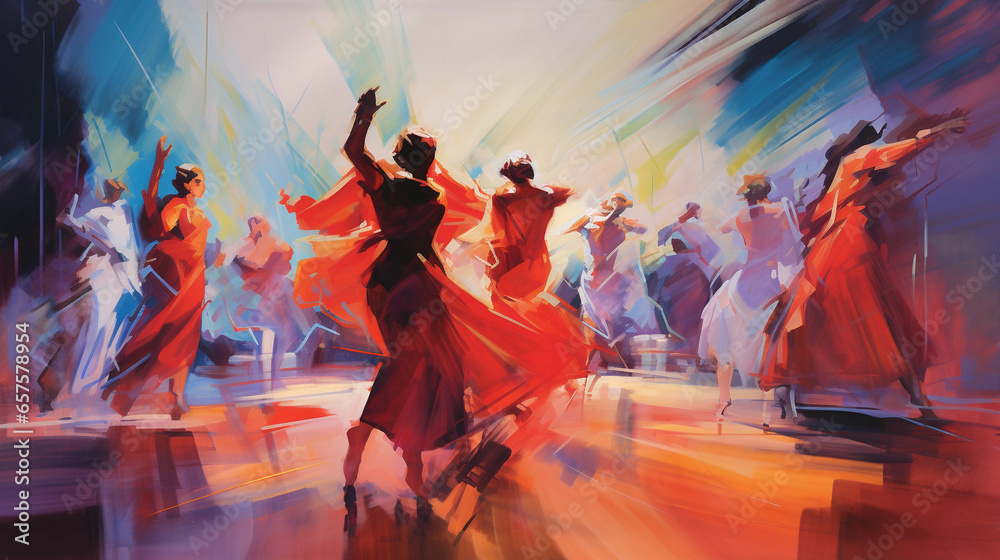 Vibrant Dance Studio Scene with Dancers in Motion. Capturing the ...