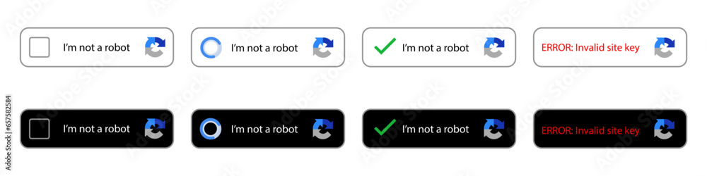 Captcha Icon Confirm Button Im Not A Robot Im Not A Button Robot With A Check Mark Vector