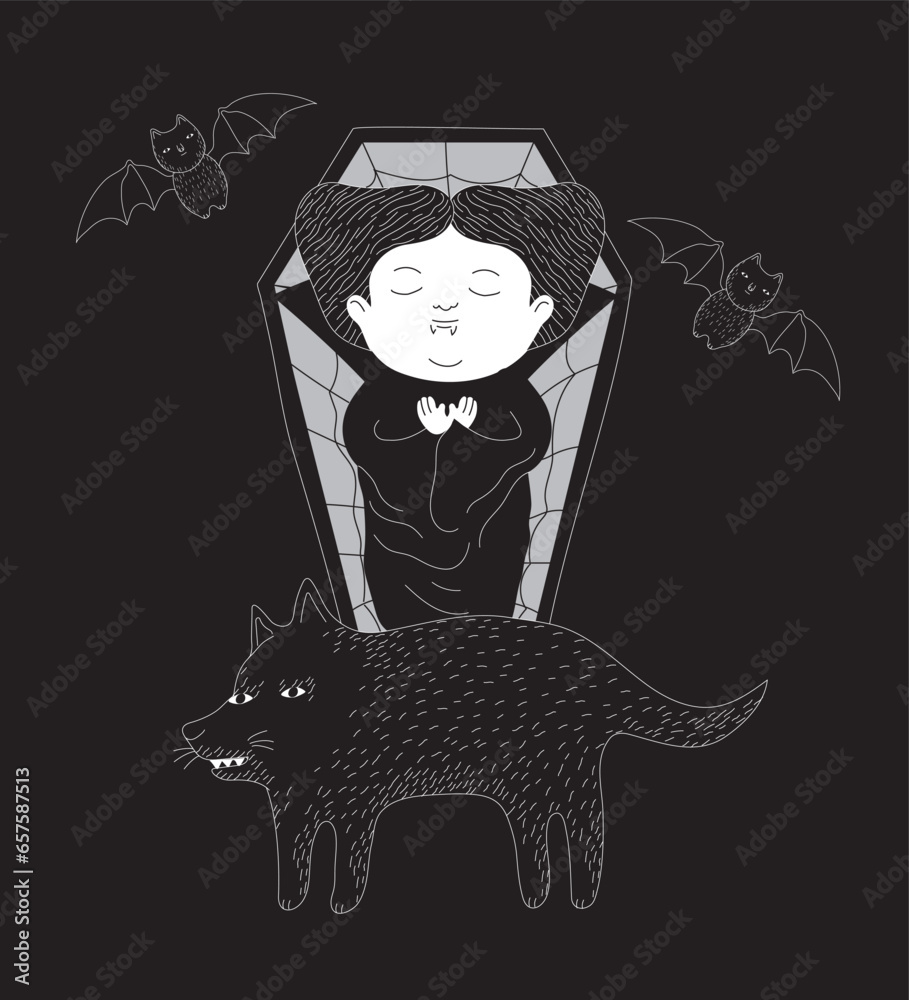 Vector illustration of a vampire sleeping in a coffin Stock Vector ...