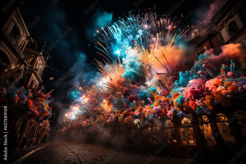 Rio Carnival fireworks lighting up the night sky in celebration ...