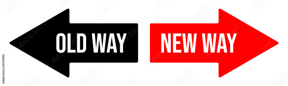 Arrow with the word Old Way New Way isolated on transparent background ...