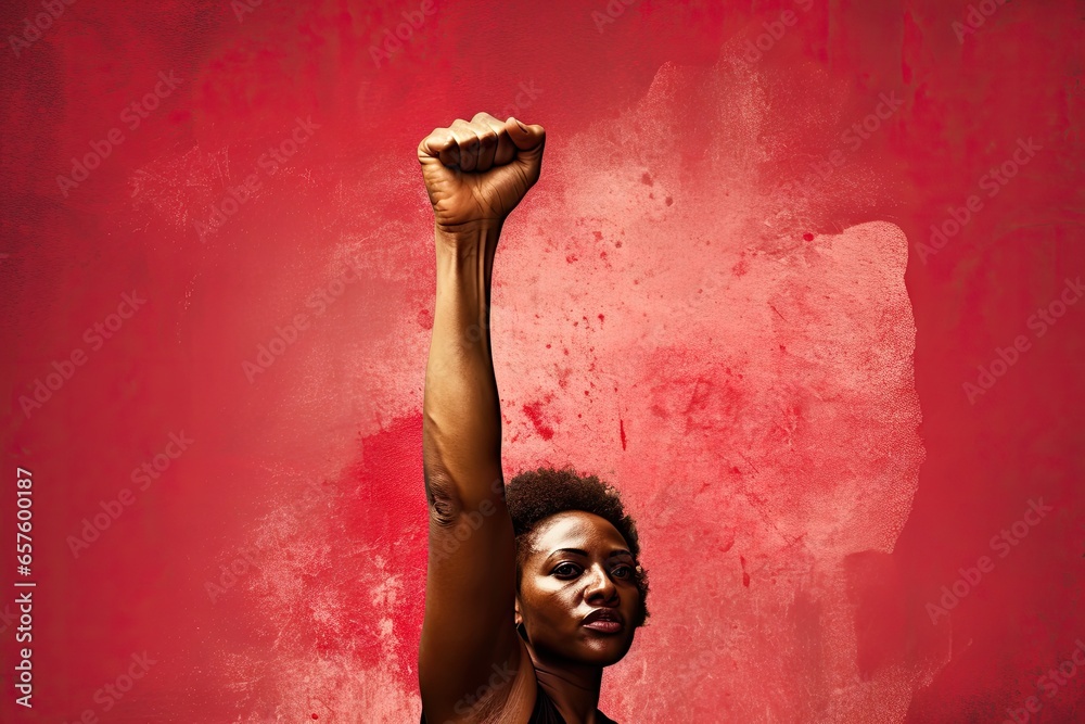 Fist of a young african american woman. Demonstration, revolution ...