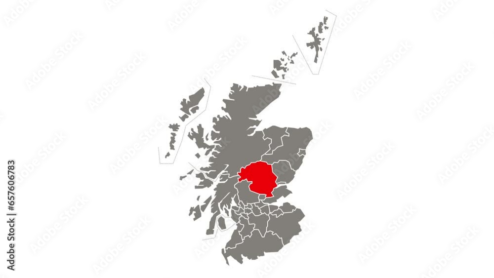 Perth and Kinross council area blinking red highlighted in map of ...