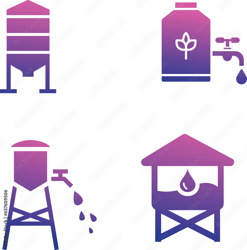 Water Tank Icons - Efficient and Sturdy Water Tank Icons - Representing ...
