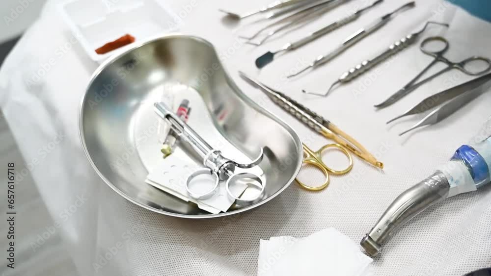 Surgical instruments in the operating room with an injection of ...