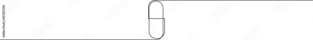 Continuous one line drawing of capsule. Medical pill icon drawn by ...