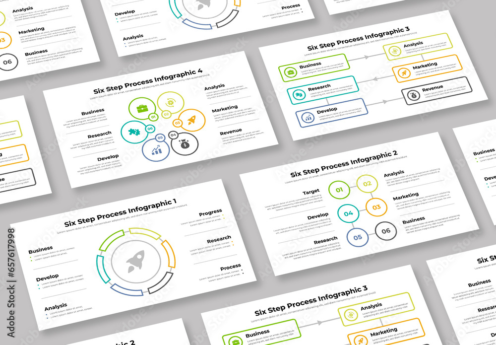 Six Step Process Infographic Design Stock Template | Adobe Stock
