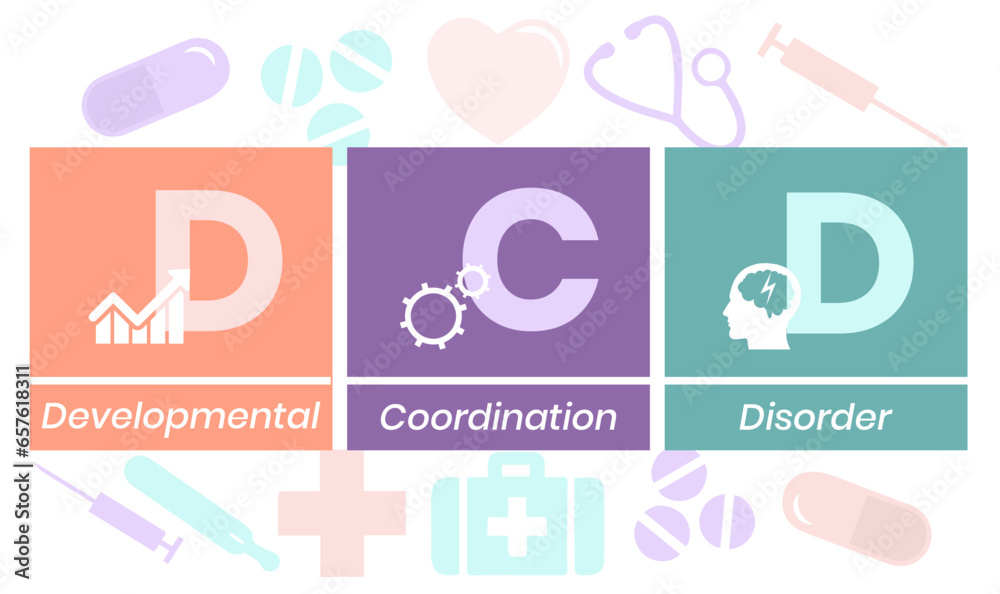 DCD - Developmental Coordination Disorder acronym. medical concept ...