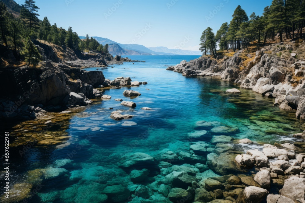 Stunning Lake Baikal, the world's deepest freshwater lake, with crystal ...