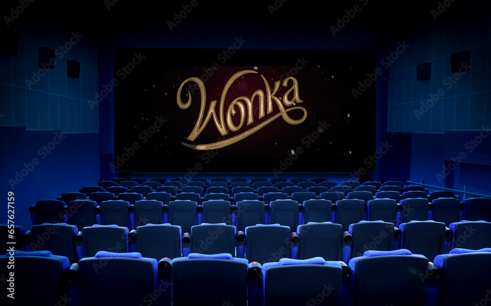 Wonka movie trailer in the cinema. Willy Wonka. Almaty, Kazakhstan ...