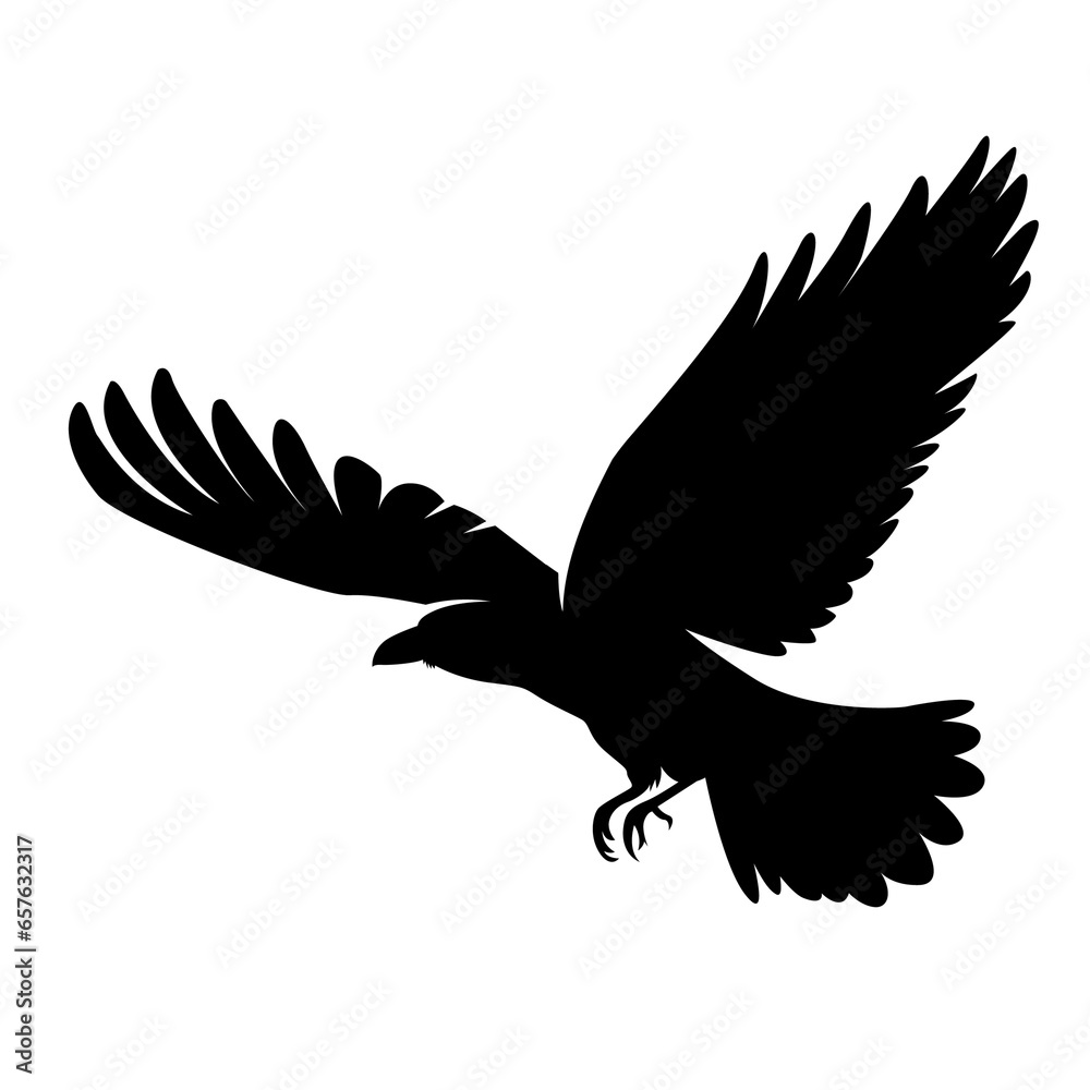 flying raven silhouette vector illustration logo icon clipart isolated ...