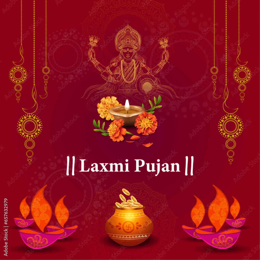 statue of Goddess Laxmi on Laxmi pujan or pooja in Diwali or Deepavali ...