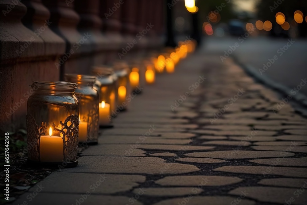 candles on the street, the road of candles, digital art style, ai ...