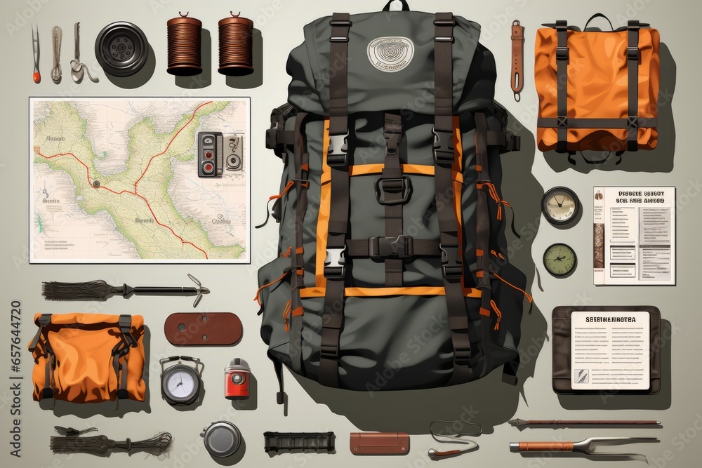 Hiking trail map kit with trail maps, compass, and hiking essentials ...