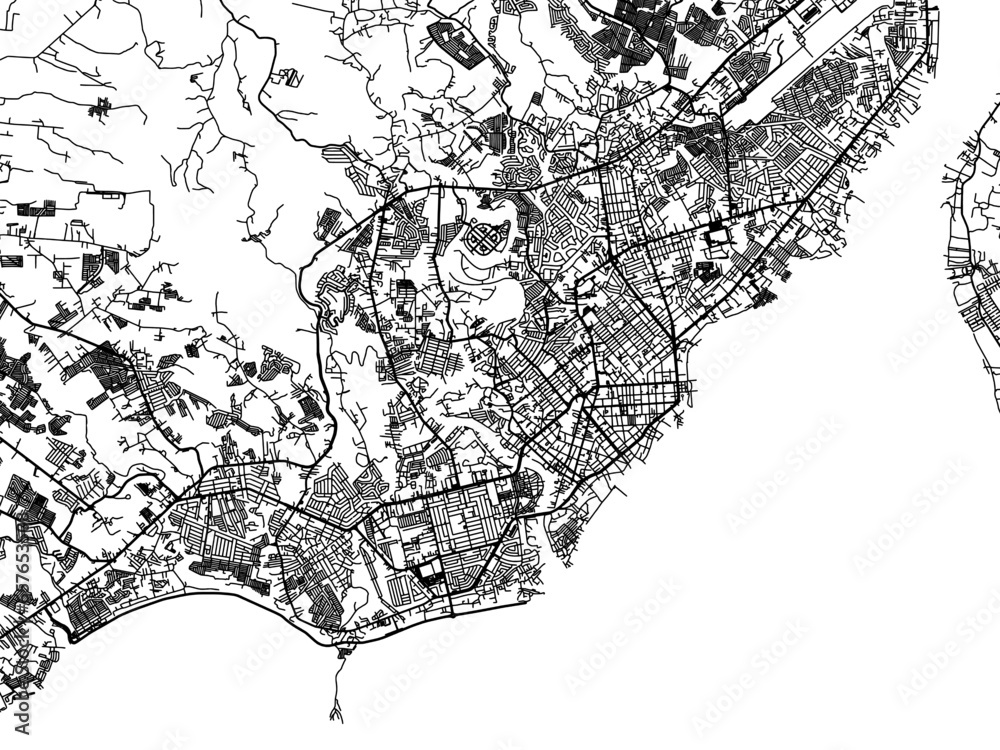 Vector road map of the city of Davao in the Philippines with black ...