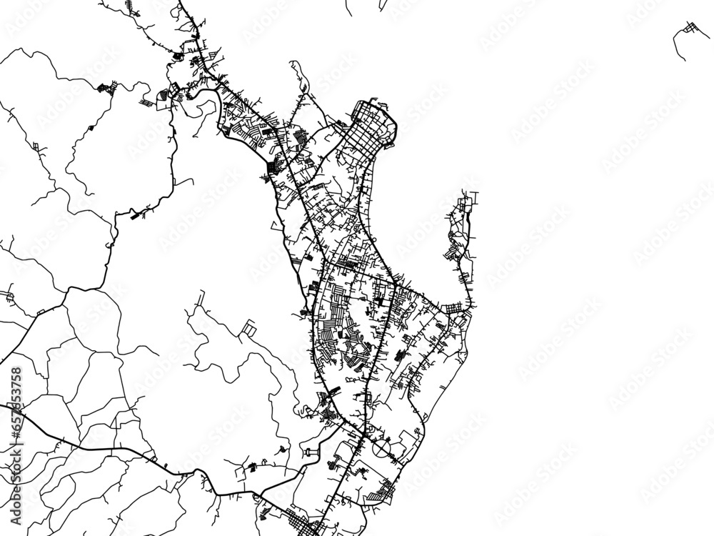 Vector road map of the city of Tacloban in the Philippines with black ...