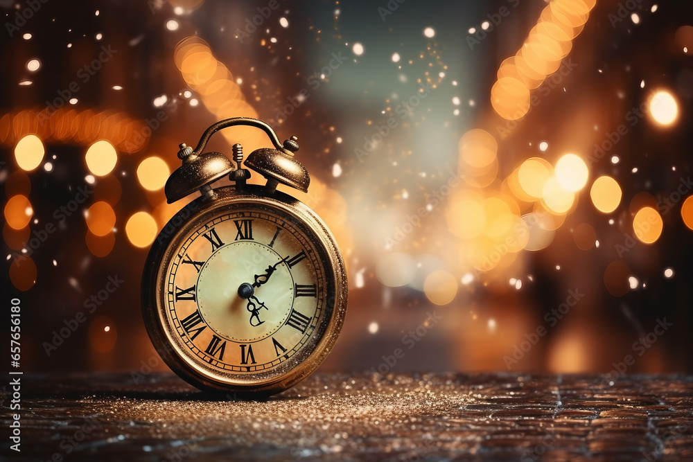 Festive Countdown, Vintage Clock Anchoring New Year's Eve Spirit on ...