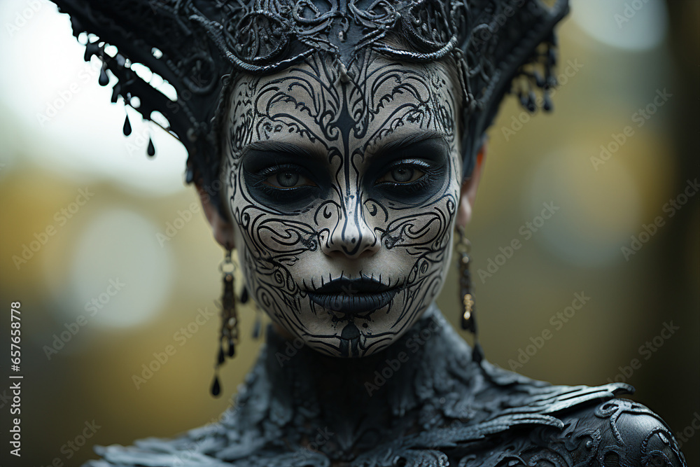 Generative AI portrait of spooky halloween person in traditional ...