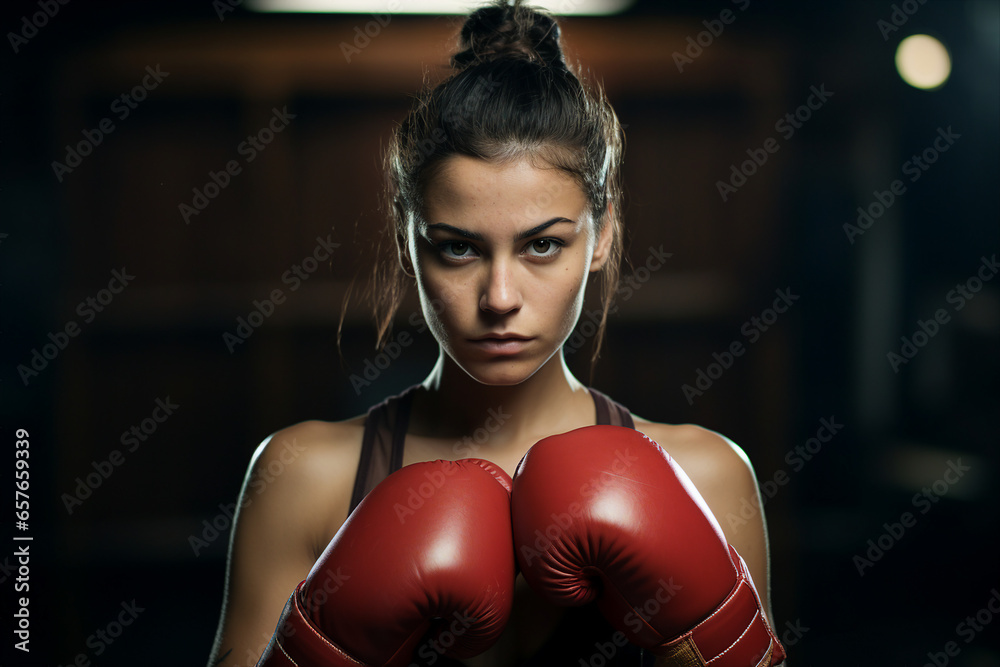 Generative AI photo of confident professional boxer sporty person in a ...