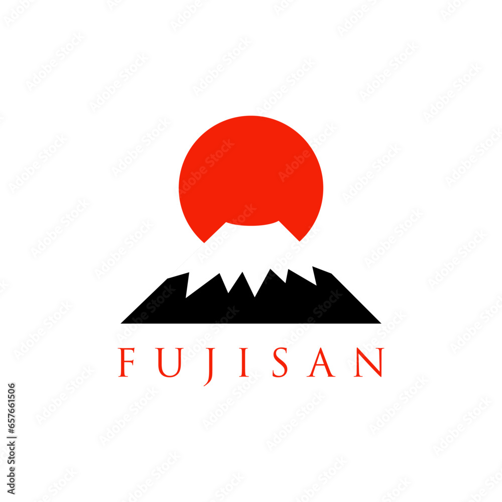 mountain with rising sun japanese logo vector illustration. mount fuji ...