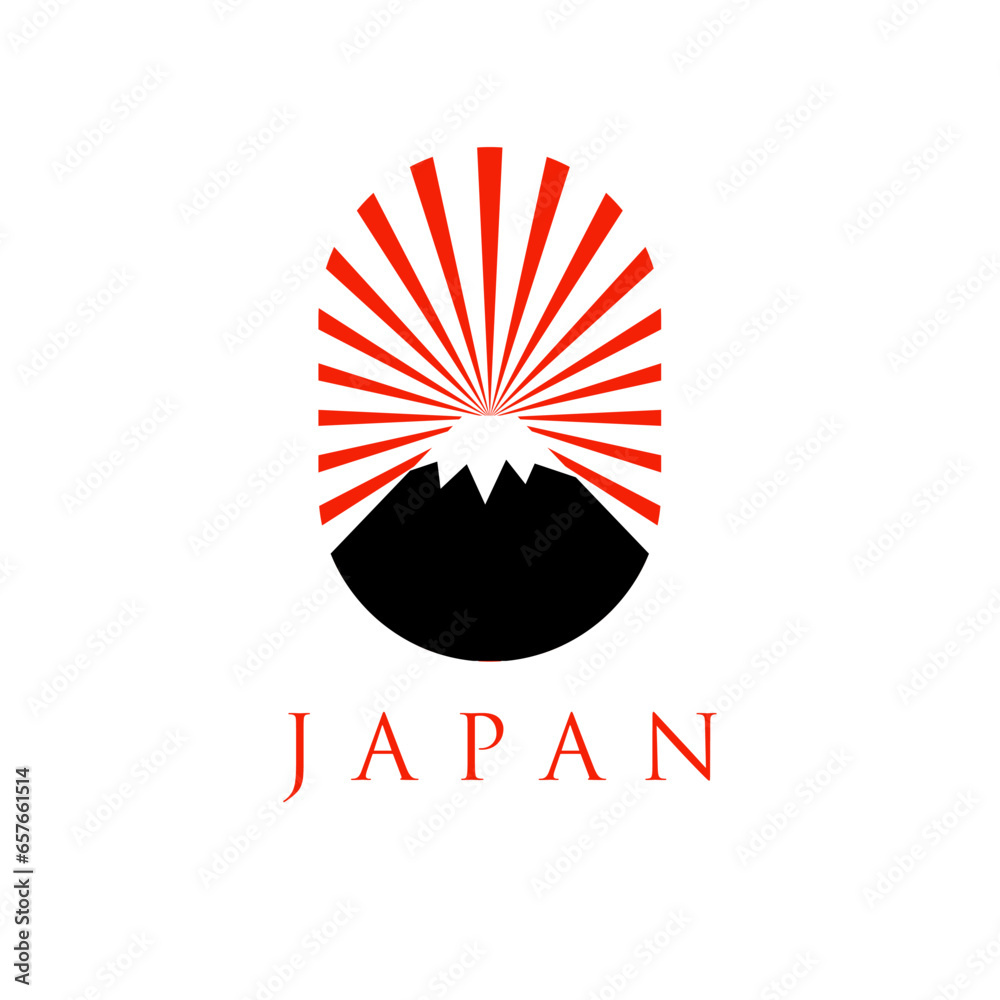 mountain with rising sun japanese logo vector illustration. mount fuji ...