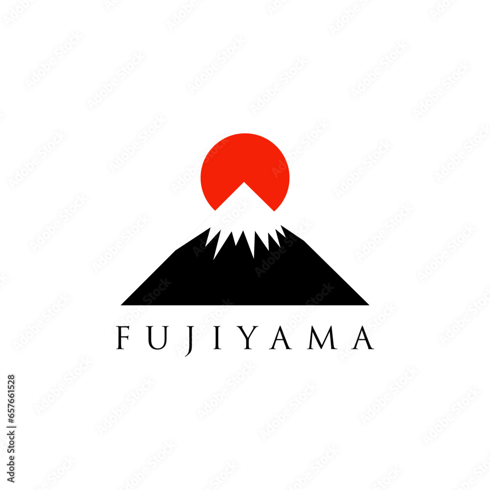 mountain with rising sun japanese logo vector illustration. mount fuji ...