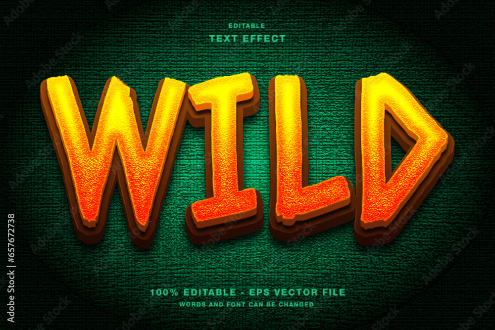 Wild 3D text style effect template editable text effect Stock Vector ...
