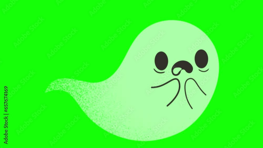 Vidéo Stock Scary Halloween Ghost Green Screen, Cartoon Flying white ...