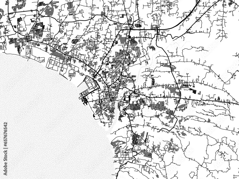 Greyscale vector city map of Batangas in the Philippines with with ...