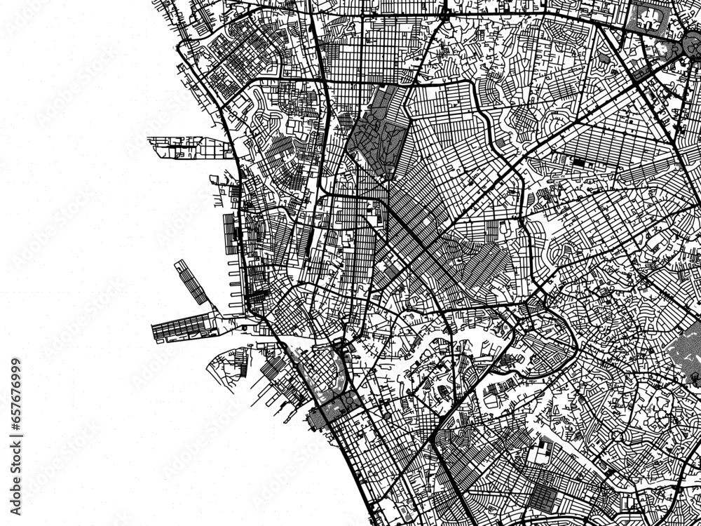 Greyscale vector city map of Manila in the Philippines with with water ...