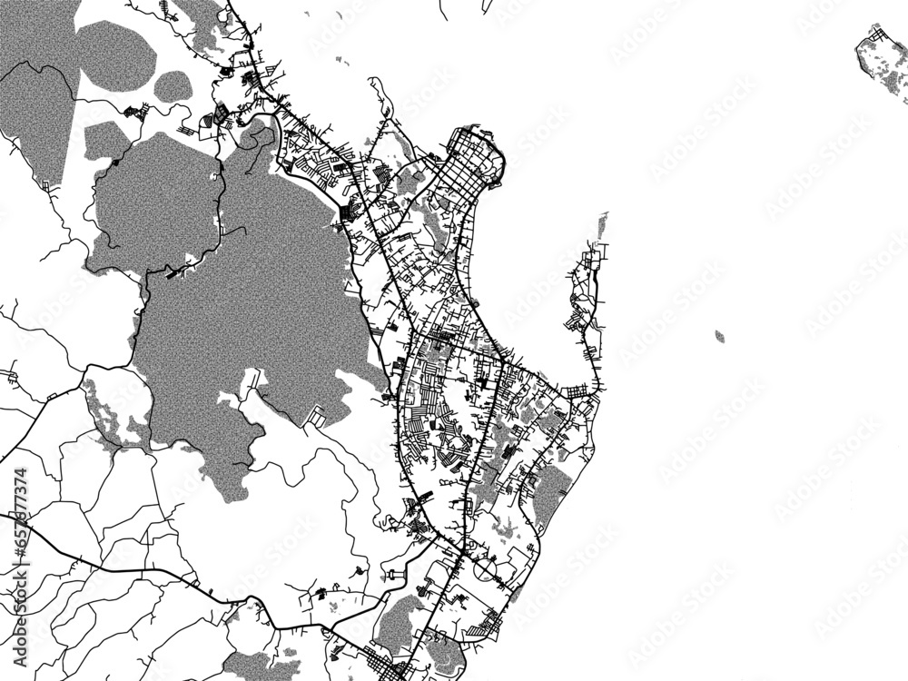 Greyscale vector city map of Tacloban in the Philippines with with ...