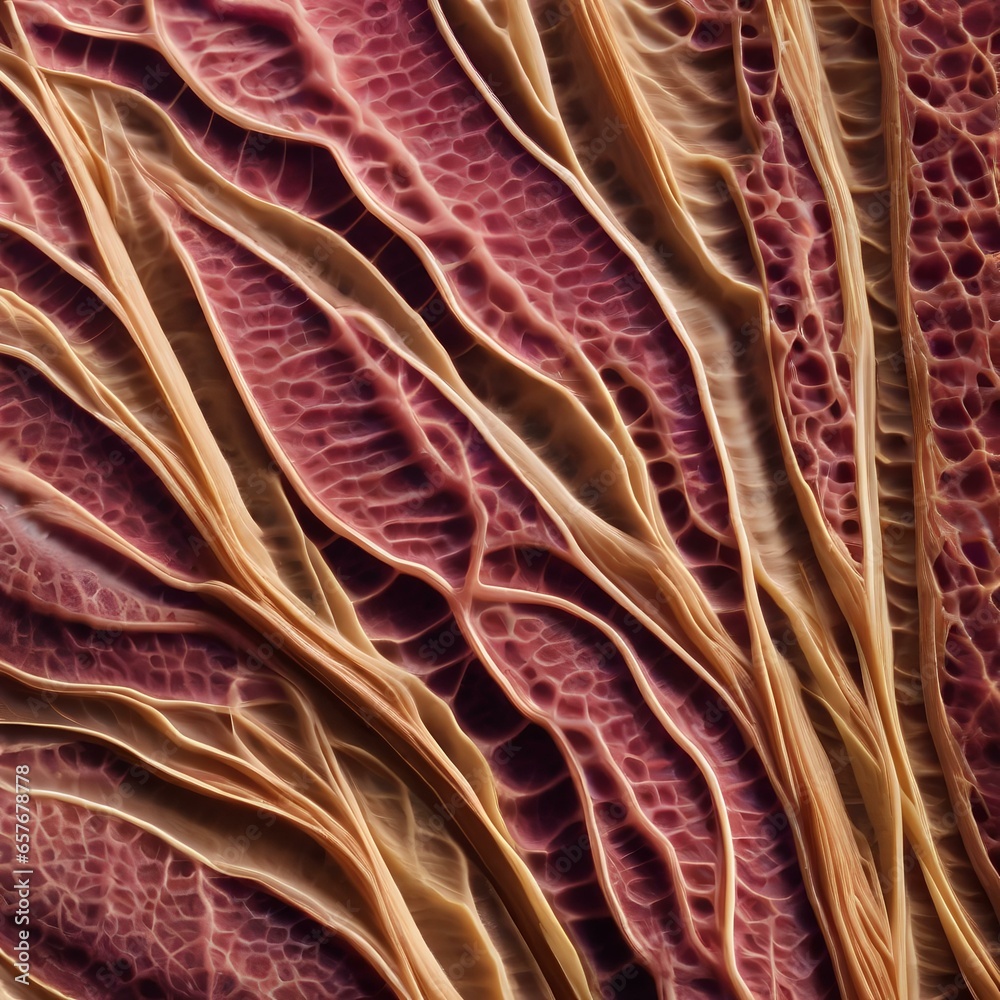 A microscopic view of a cross-section of a plant stem, revealing its ...