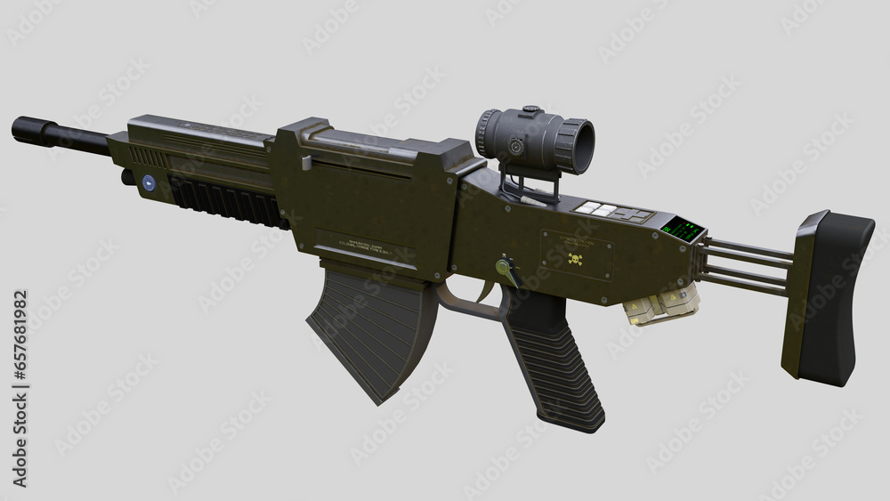 Carbine Rifle - Side View, 3d digitally rendered science fiction ...