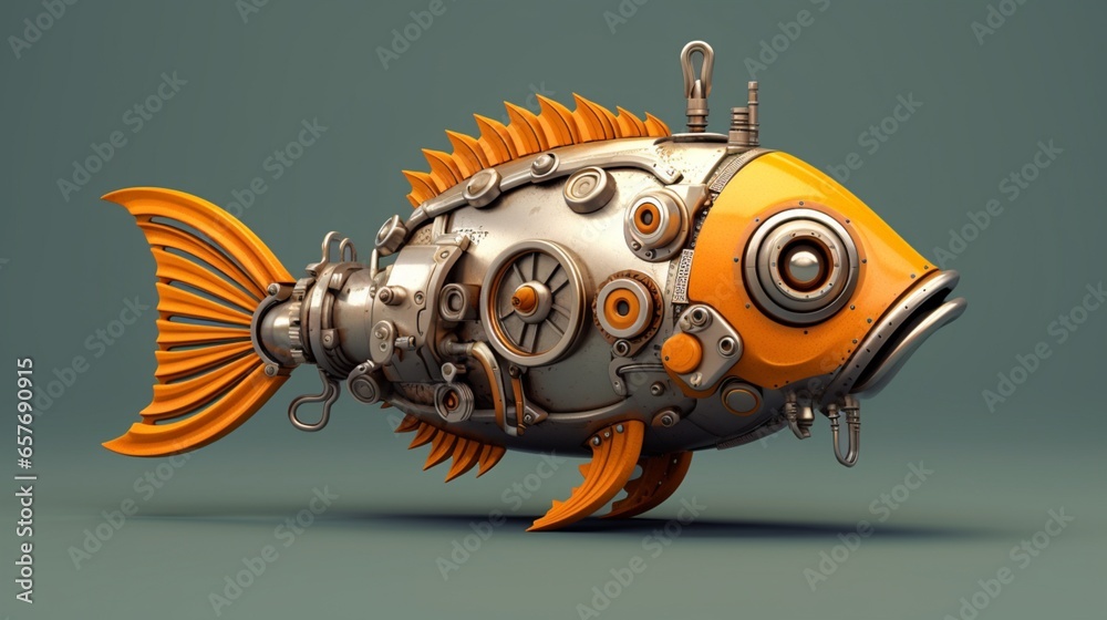 Industrial product design a mechanical fish in cartoon.Generative AI ...