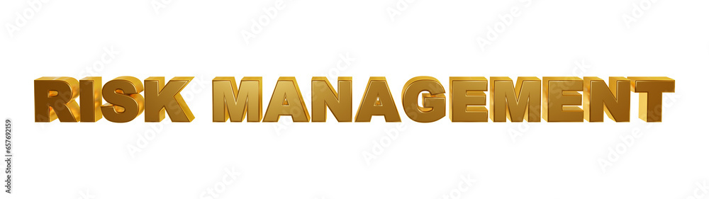 3D gold text or word "RISK MANAGEMENT" on transparent background ...