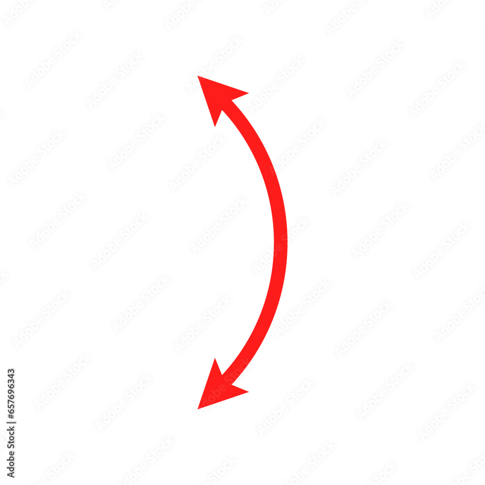 Red dual semi circle arrow. Vector illustration. Semicircular curved ...