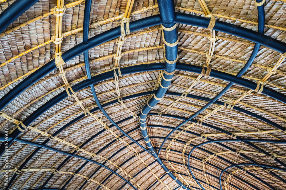 Beautiful thatched roof surface detail of mixed materials pattern ...