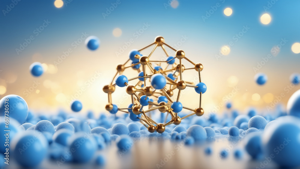An abstract representation of molecules or buckyballs. SHallow depth of ...