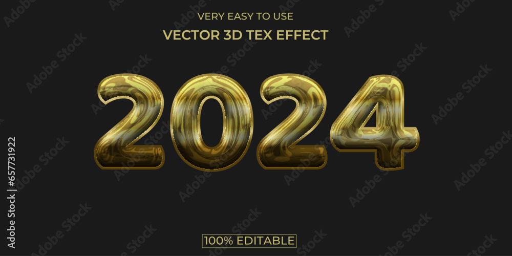 Happy New Year 3D Vector Text Effect Design. 2024 editable vector text ...
