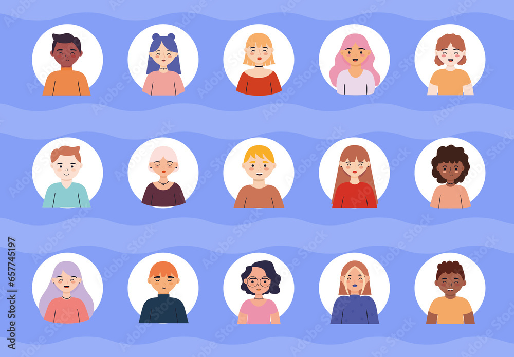 Cute Simple People Icons Set Stock Template | Adobe Stock